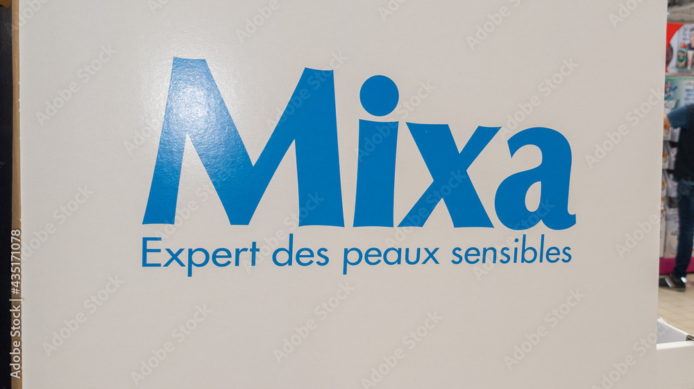 Mixa logo sign and text cosmetics brand specialized in body and skin ...