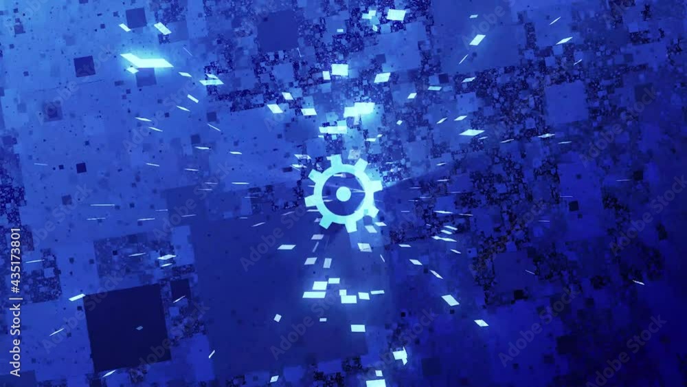 Gear icon, digital networking, information technology data connection ...