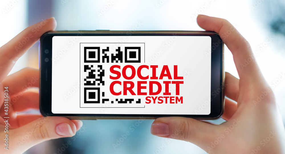 Smartphone displaying the sign of Social Credit System Stock Photo ...