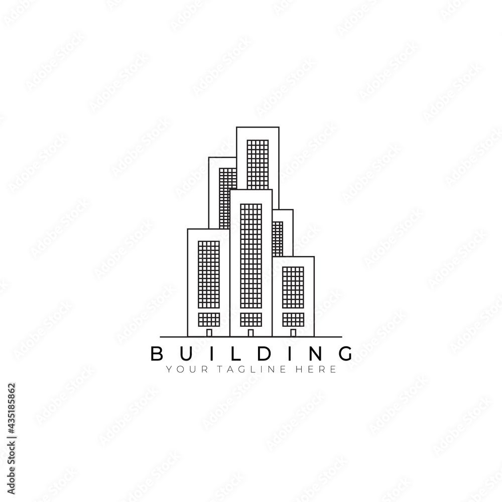 building logo line art vector illustration design minimalist modern ...