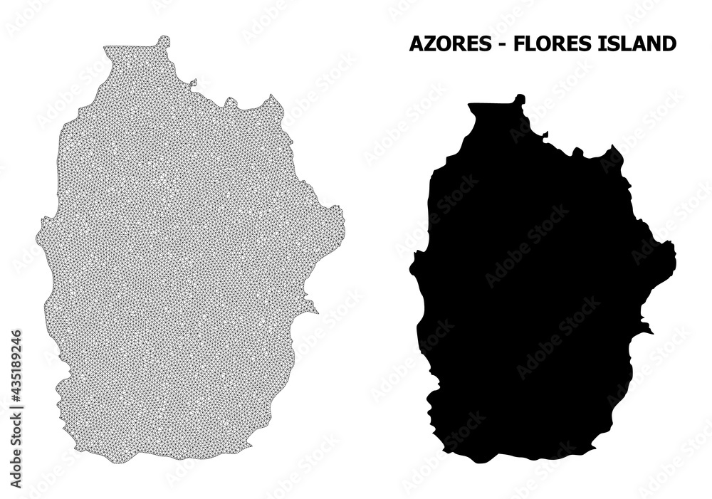 Polygonal mesh map of Azores - Flores Island in high resolution. Mesh ...