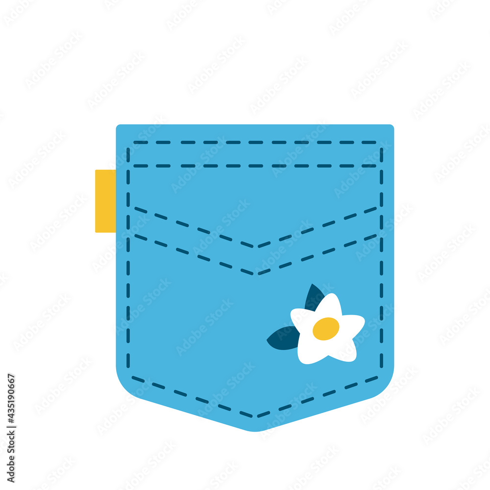 Cartoon patch pocket with chamomile flower. A pocket is a fun piece of ...