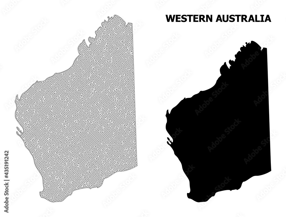 Polygonal mesh map of Western Australia in high detail resolution. Mesh ...