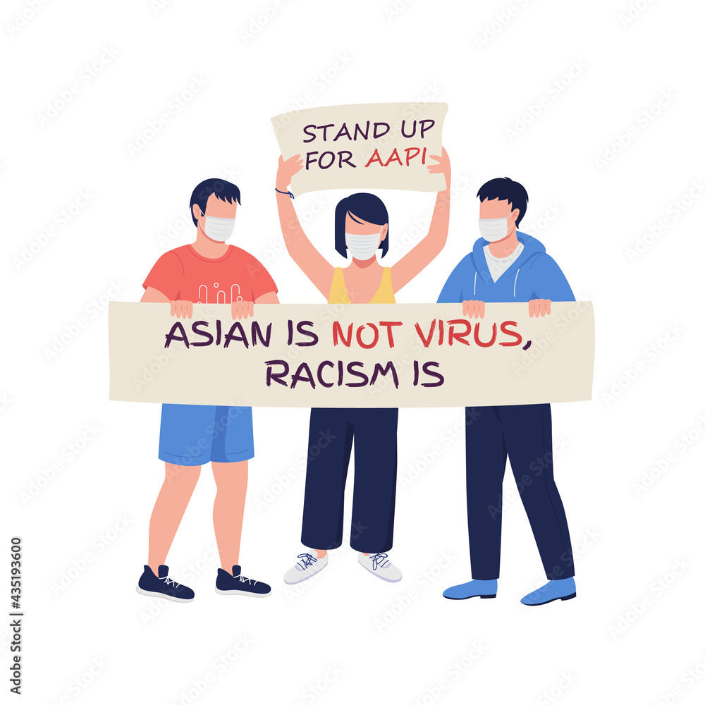 Activists fighting against injustice flat color vector faceless ...