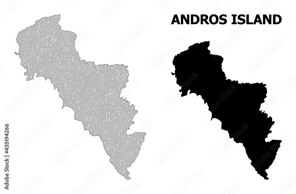 Polygonal mesh map of Greece - Andros Island in high detail resolution ...