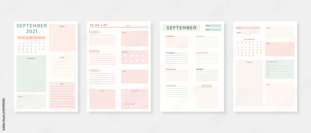 September 2021 - Planner. Modern planner template set. Set of planner ...