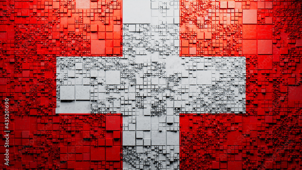 Flag of Switzerland rendered in a Futuristic 3D style. Swiss Innovation ...