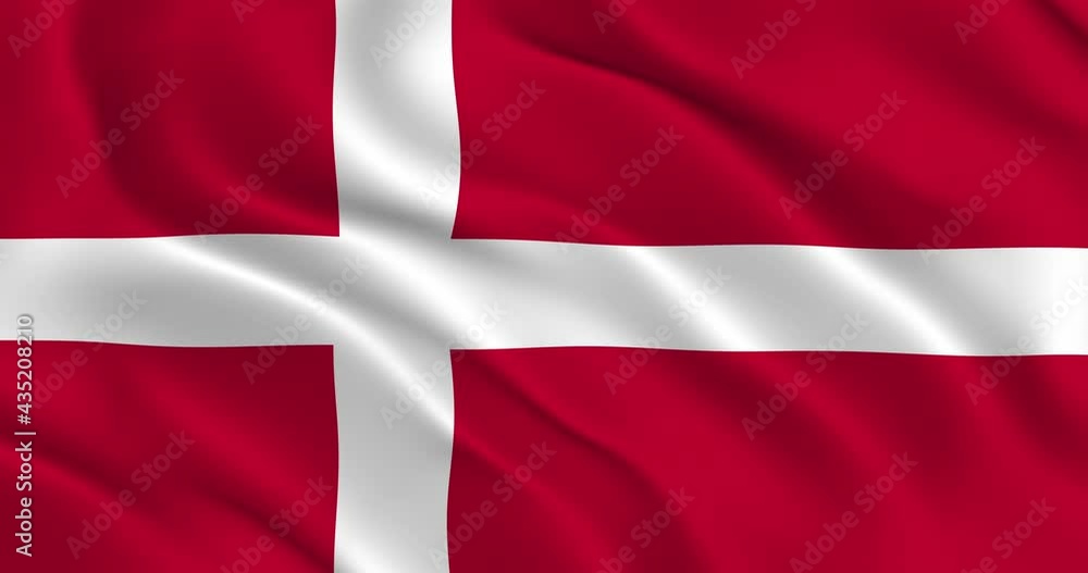 Danish Flag Seamless Smooth Waving Animation. Fine flag of Denmark with ...