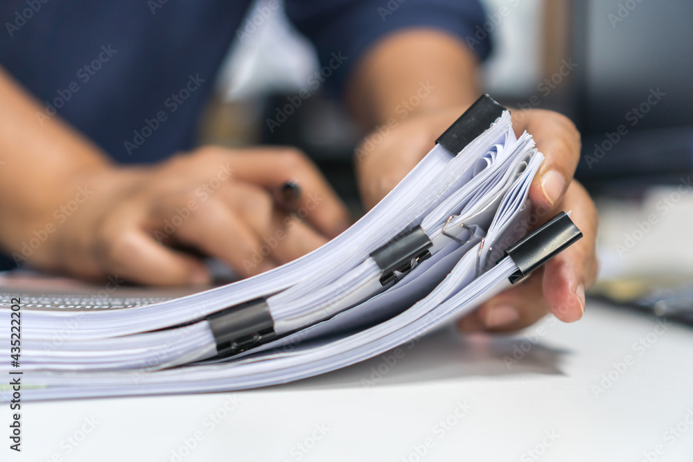 Paperwork files searching information business concept, Businessman ...