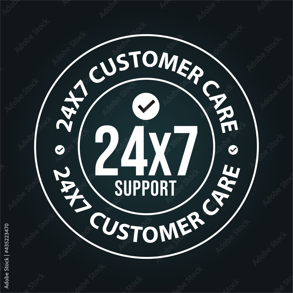 24X7 CUSTOMER CARE VECTOR ICON ISOLATED ON DARK BACKGROUND Stock Vector ...