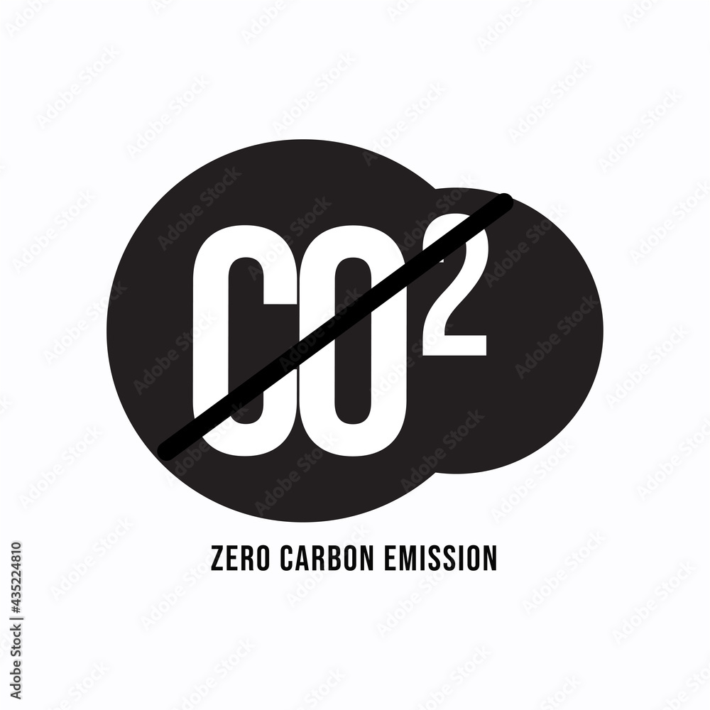 zero carbon emission vector icon, logo isolated white background Stock ...