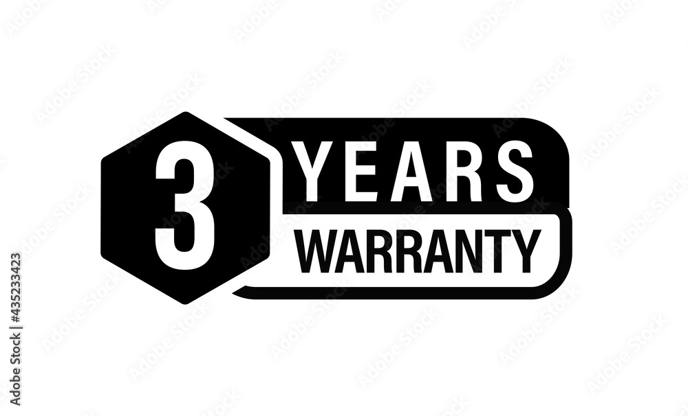 3 year warranty vector icon. color in black, minimal warranty logo 素材庫向量圖 | Adobe Stock