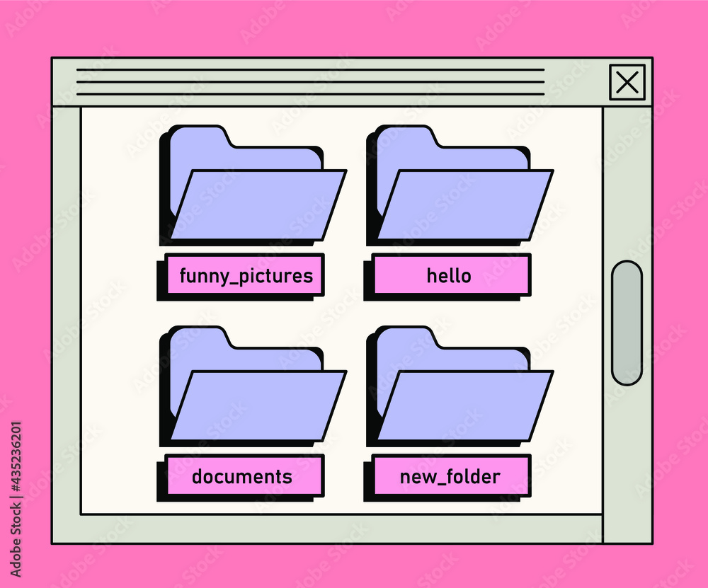 User interface folder icons. Vector illustration in cute cartoon style ...