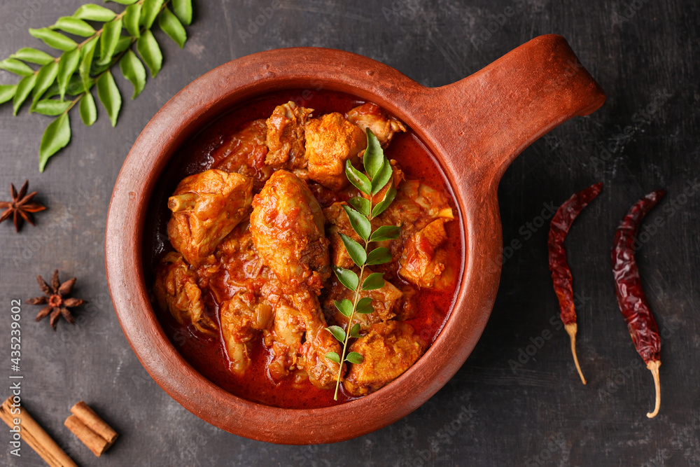 Spicy red chicken curry. Goan style chicken vindaloo. Butter chicken ...