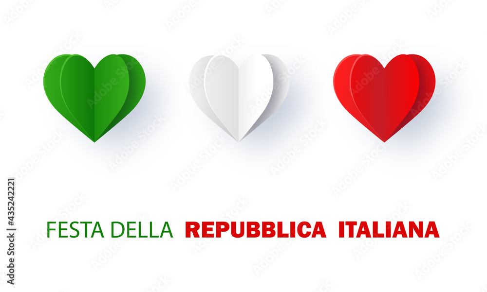 Festa della Repubblica Italiana. Italian flag in the form of three ...