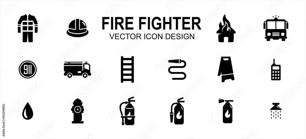 fire fighter department related vector icon user interface graphic ...
