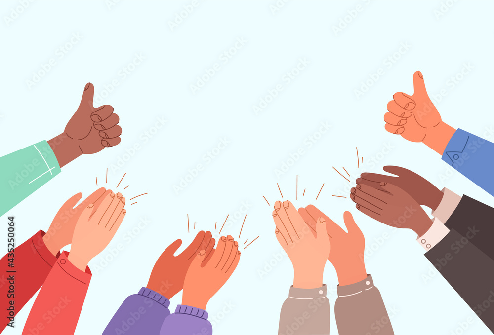 Human hands clapping banner with text place concept. Vector flat ...