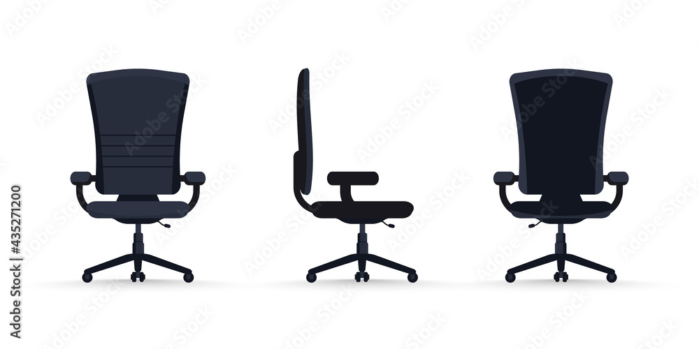 Office chair from different point of view. Office chair in 3 positions ...