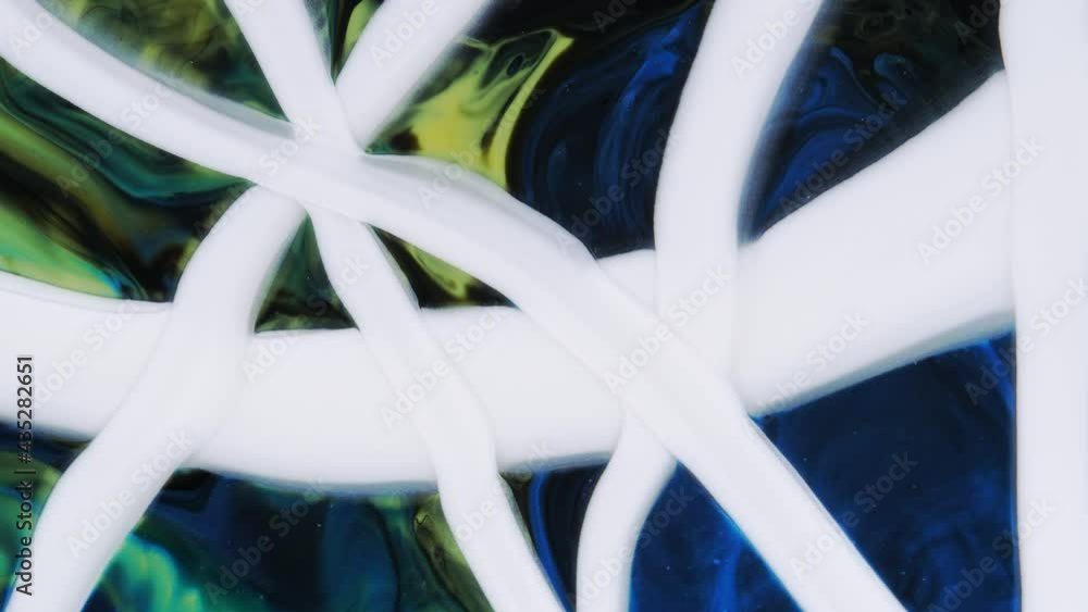White stripes on a dark background. Blue background image. Paint drips ...