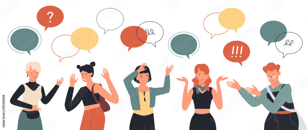 People of different age or professions talk vector illustration set ...