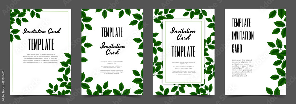 Set invitation cards. Wedding greeting card templates with tree ...