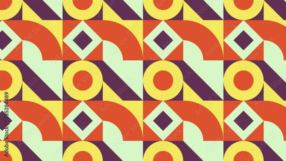 Retro mosaic with geometric animated tiles in warm color palette ...