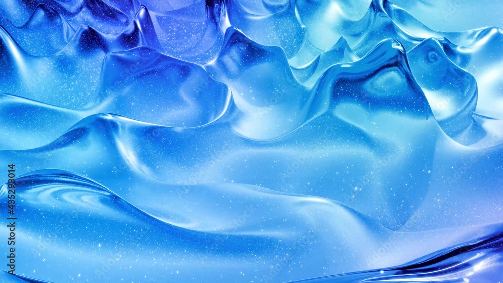 Abstract liquid background with wavy sparkling pattern on shiny glossy ...