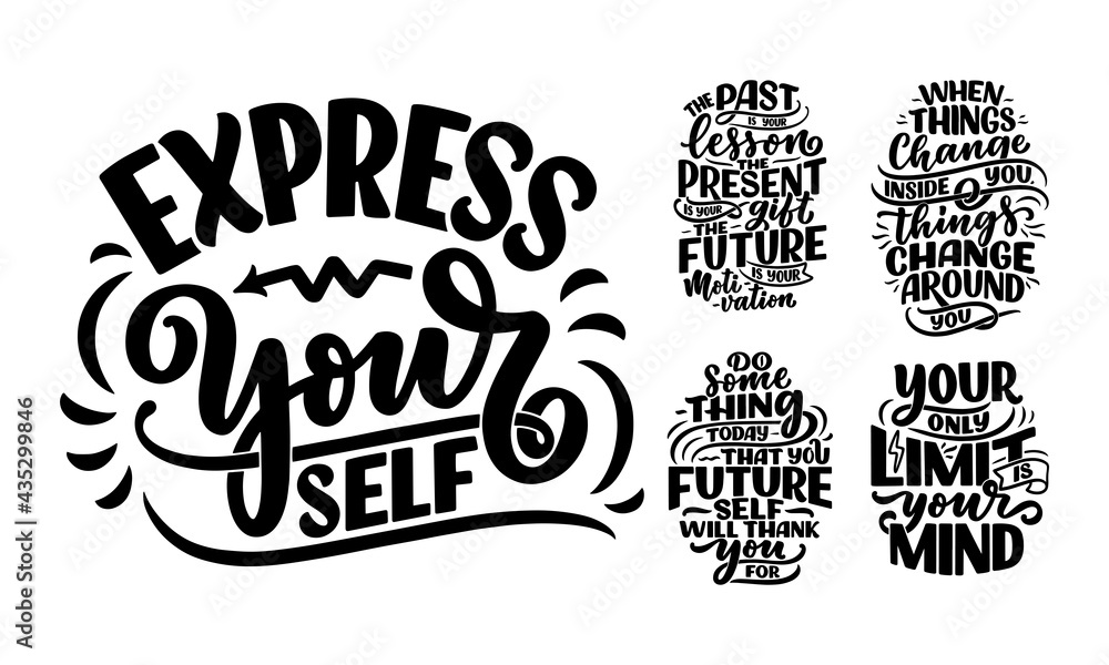 Set with lettering slogans about be yourself. Funny quotes for blog ...