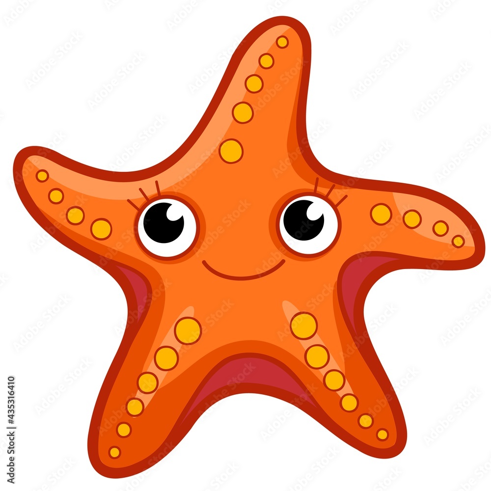 Cute starfish cartoon. Starfish clipart vector illustration เวกเตอร์ ...