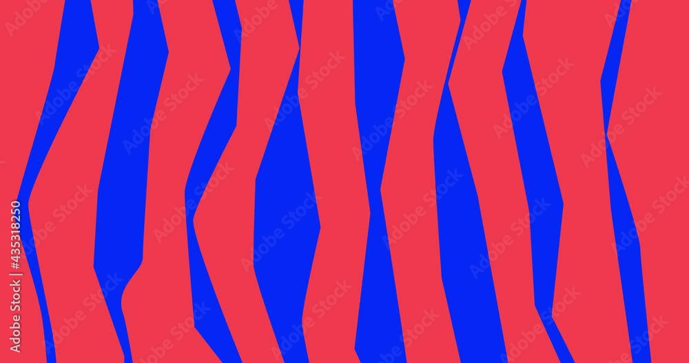 The movement of vertical broken red waves on a blue background. Red ...