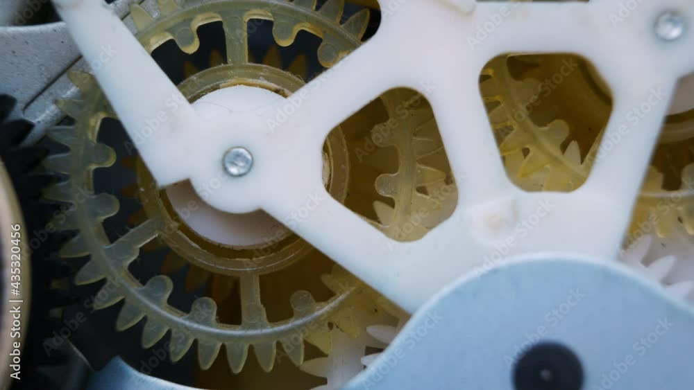 Internal Working Mechanism with Rotating Gears. Rotating black and ...