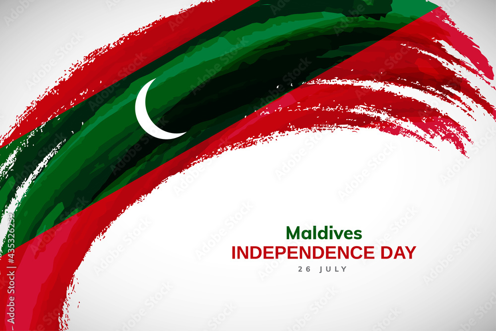 Happy independence day of Maldives with watercolor brush stroke flag ...