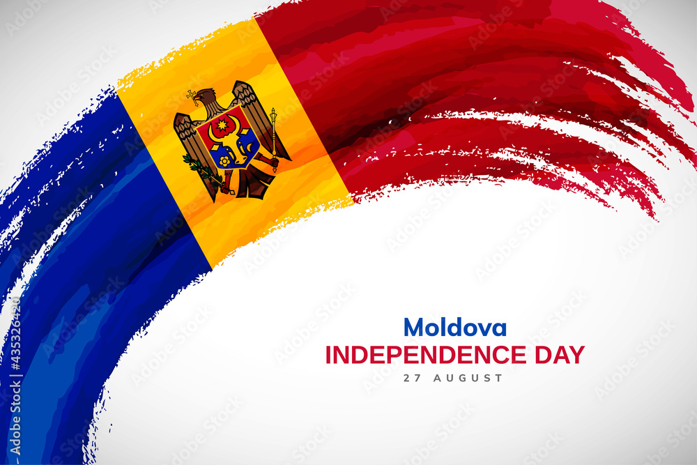 Happy independence day of Moldova with watercolor brush stroke flag ...