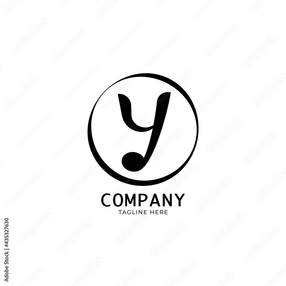 Letter Y Alphabet Music Logo Design isolated on white color background ...