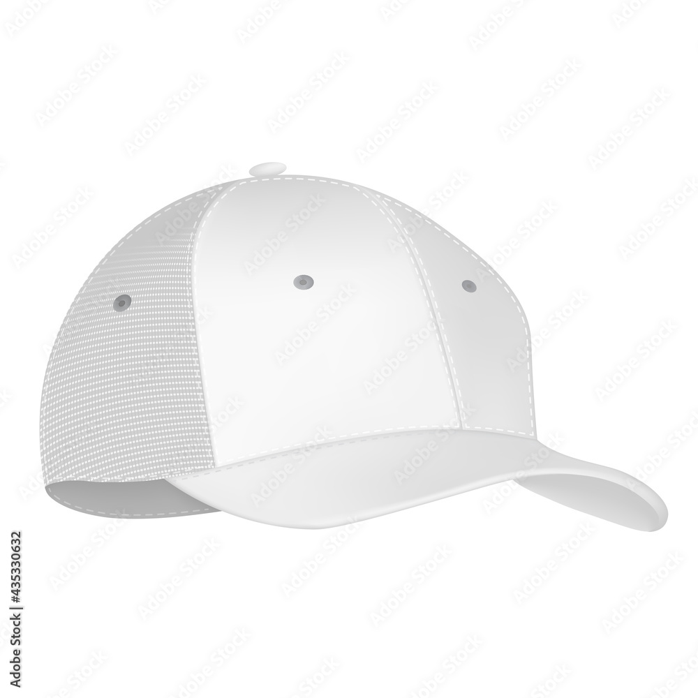 Vector baseball cap front and side view. Mockup isolated on transparent background. Uniform cap ...