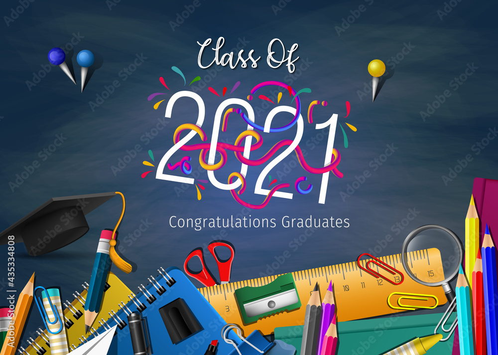 2021 Graduation with Cap Vector. Class of 2021 Year Graduation Banner ...