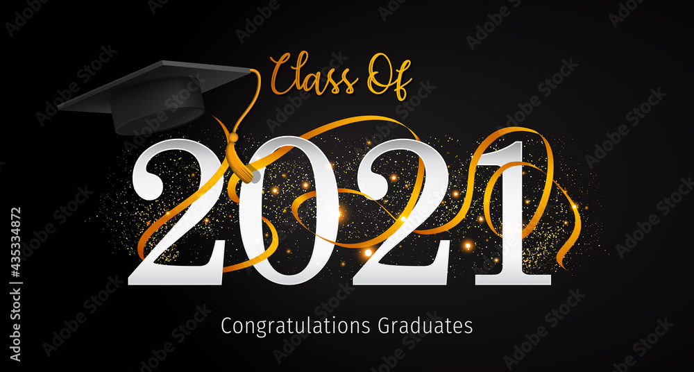 2021 Graduation with Cap Vector. Class of 2021 Year Graduation Banner ...