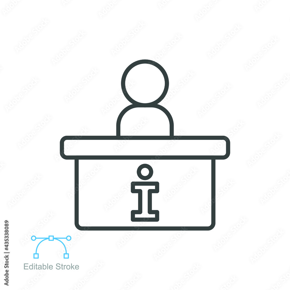 Stand desk information icon, counter, reception, trade, service ...