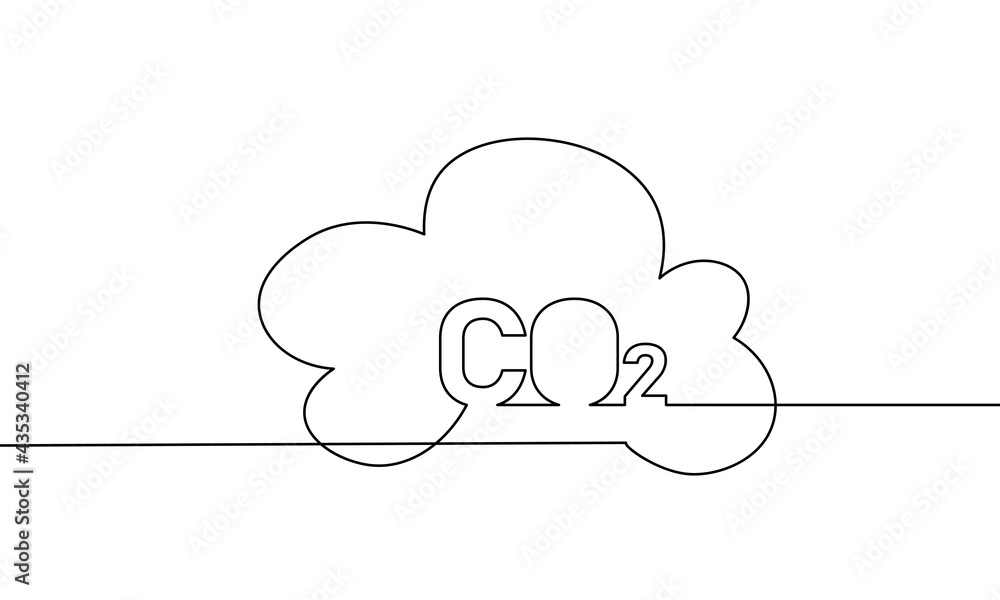 Vetor de Carbon dioxide CO2 continuous line art. Ecology problem eco ...