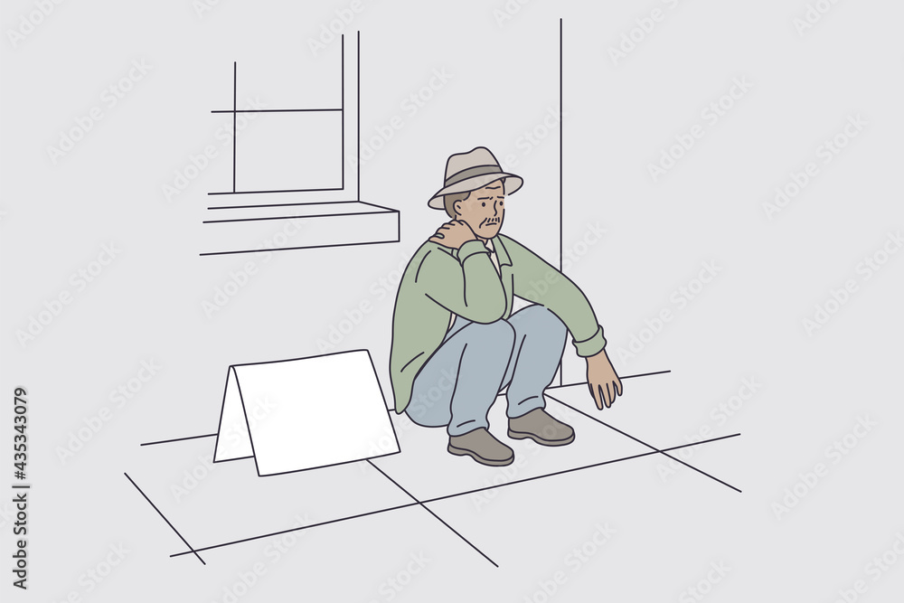 Jobless people during great depression concept. Young stressed unhappy ...