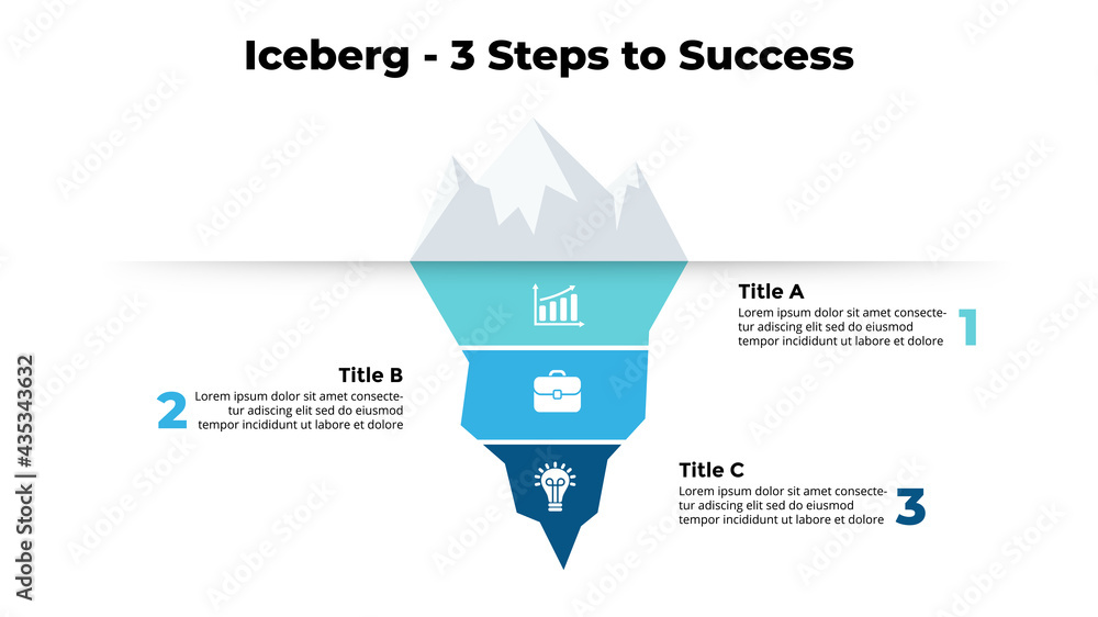Iceberg infographic. Presentation slide template. Creative concept with ...