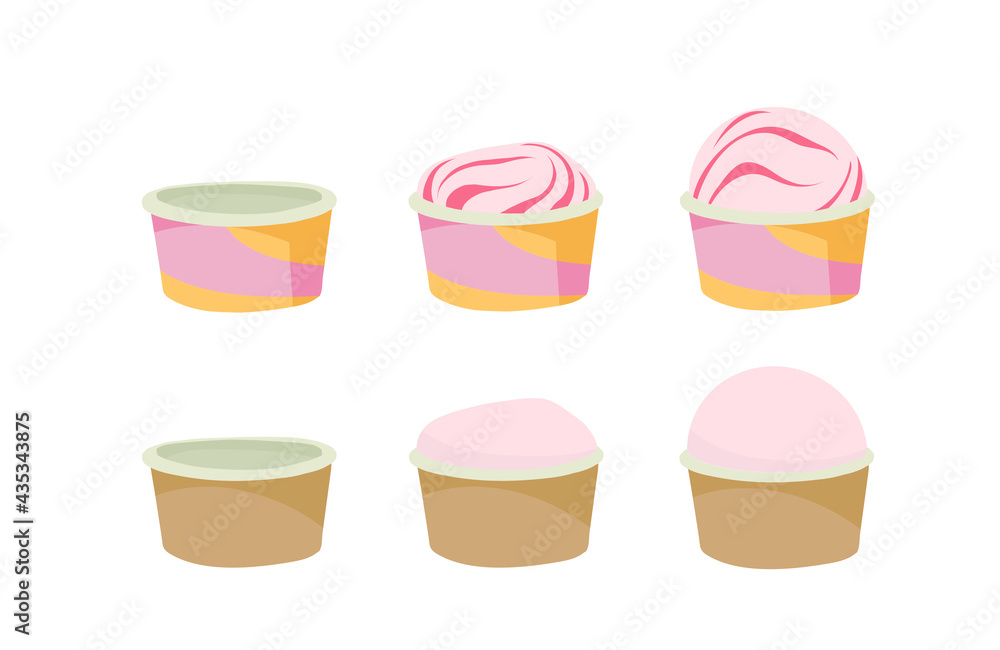 Ice cream in a cup. A paper container. Outline vector illustration ...