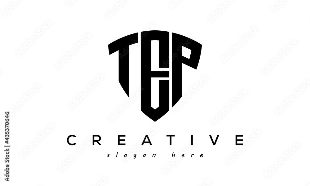 TEP letters creative logo with shield Stock Vector | Adobe Stock