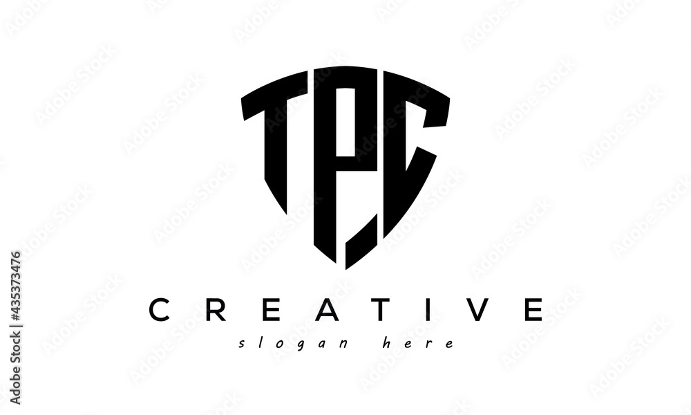 TPC letters creative logo with shield Stock Vector | Adobe Stock