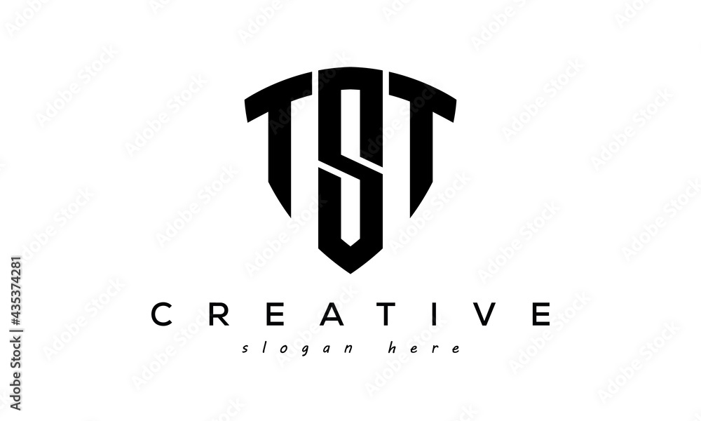 TST letters creative logo with shield Stock Vector | Adobe Stock