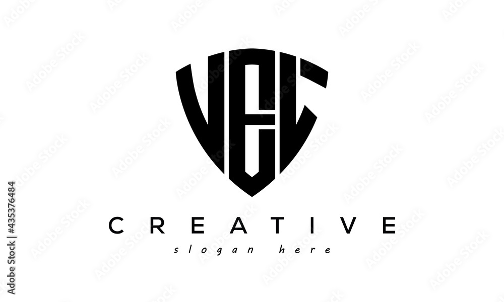 VEL letters creative logo with shield Stock Vector | Adobe Stock