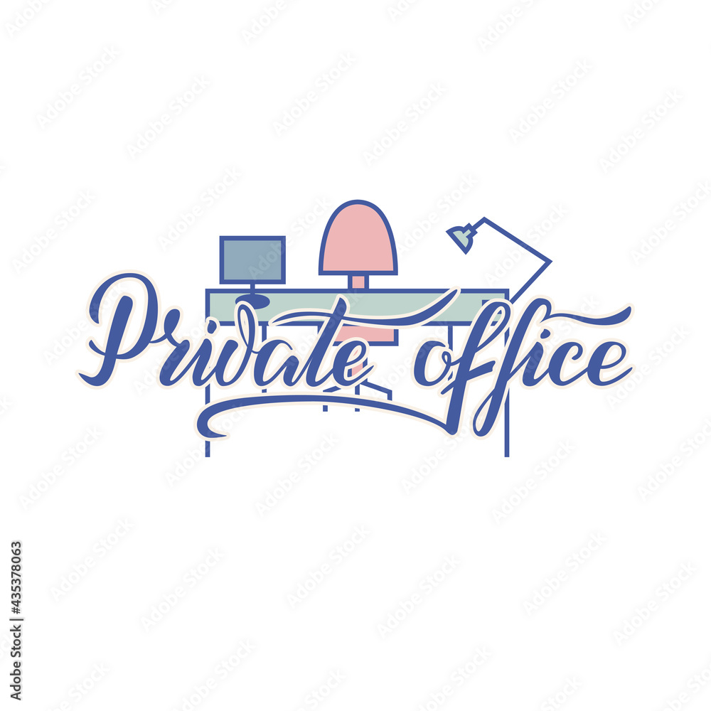 Vector illustration of private office lettering for banner, leaflet ...