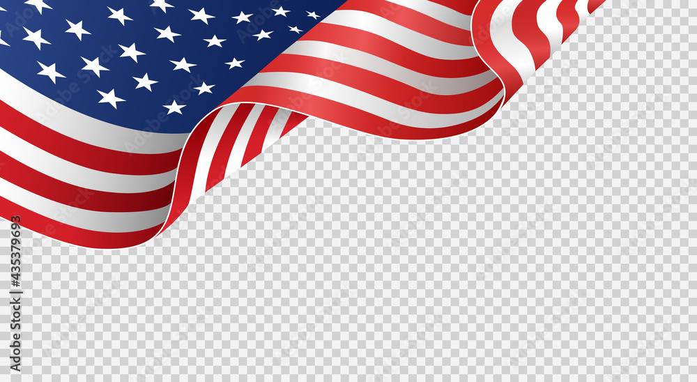 Waving flag of American isolated on png or transparent background ...