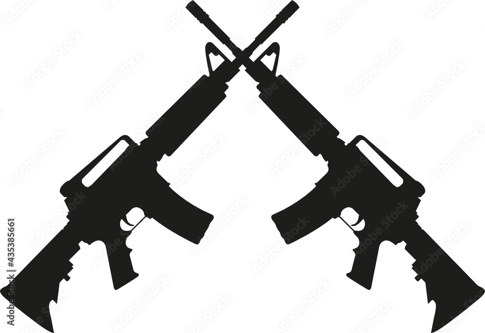 M16 Crossed Rifle Gun cut file, SVG , Cricut, Silhouette Stock Vector ...