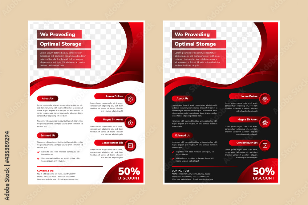 Set of Vector design of the black and red flyers with places for ...